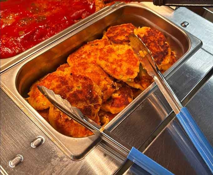 Salmon patties sitting pretty on the buffet, ready to transport you straight back to Sunday dinners at Grandma's house.