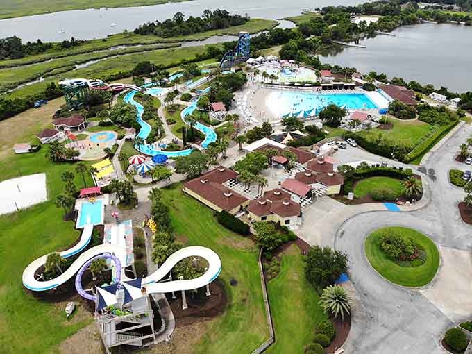 Summer Waves Water Park sprawls across the landscape, offering enough slides and pools to exhaust even the most energetic kids.