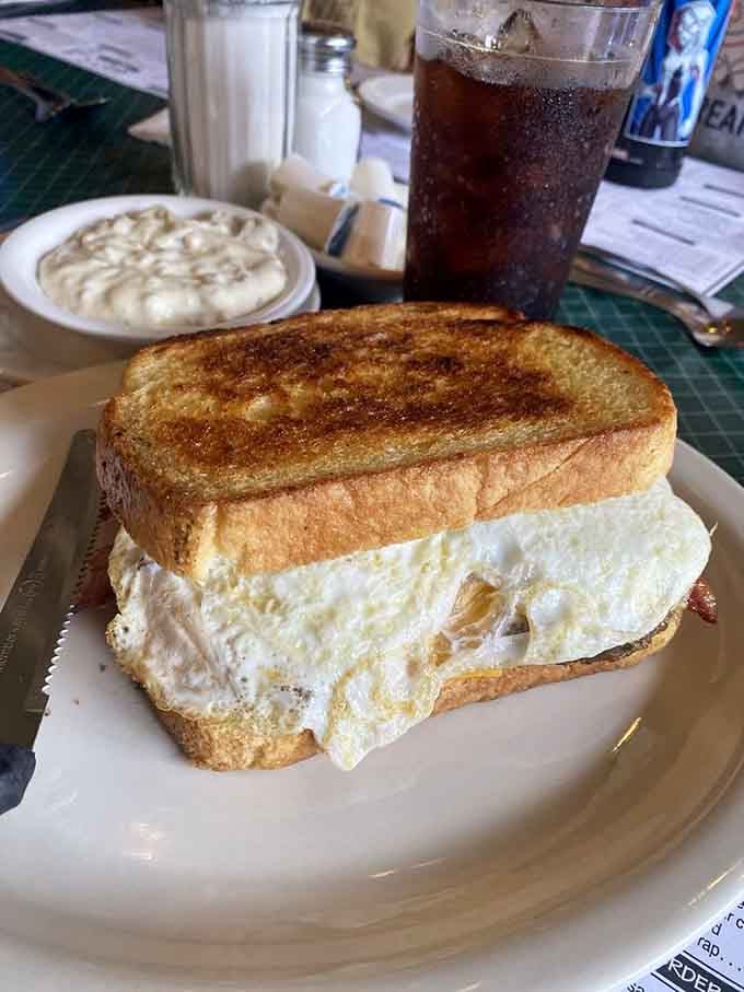 Sometimes the simplest pleasures are the best: a perfectly fried egg sandwich that hits every comfort food note.