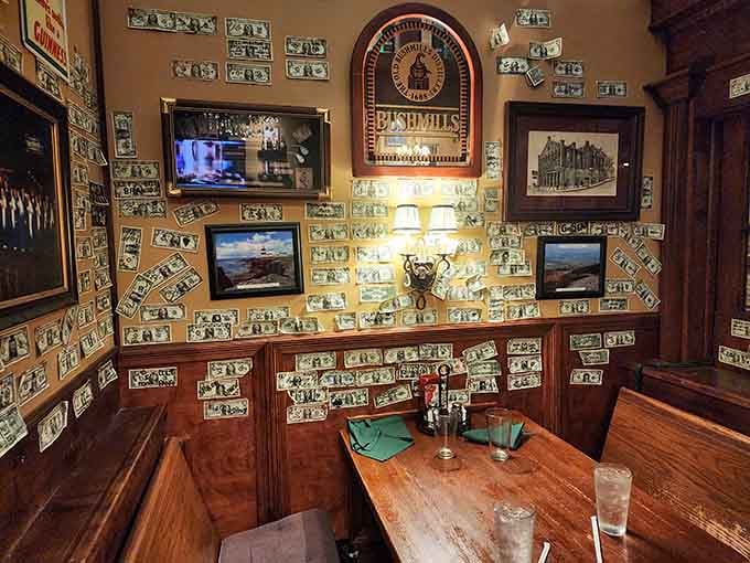 The bar area gleams with that inviting warmth that makes you want to pull up a stool and stay awhile.