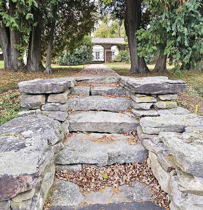 Stone steps worn smooth by generations of footfalls, each uneven surface telling stories of countless journeys through time.
