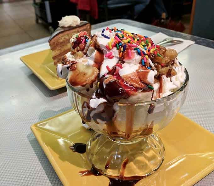 This ice cream sundae doesn't apologize for its sprinkles, chocolate sauce, or complete disregard for portion control.
