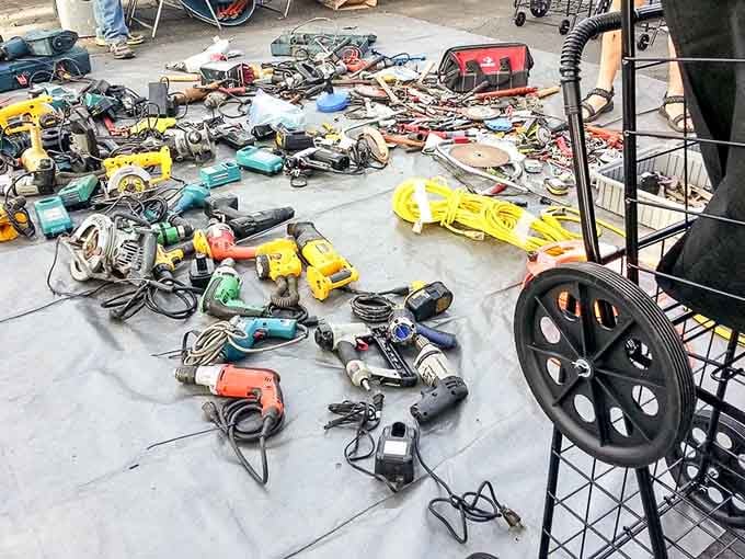 Tim Allen would weep with joy at this power tool paradise spread across the pavement like mechanical candy.