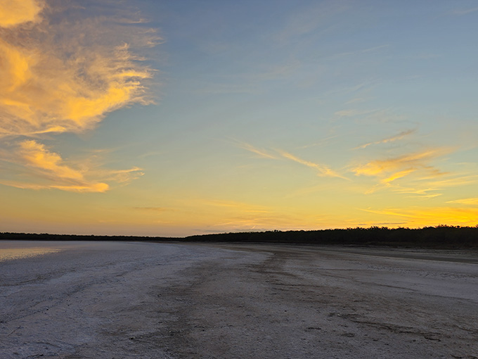 The evening light paints the salt flats in shades that make you question whether your eyes are working properly.
