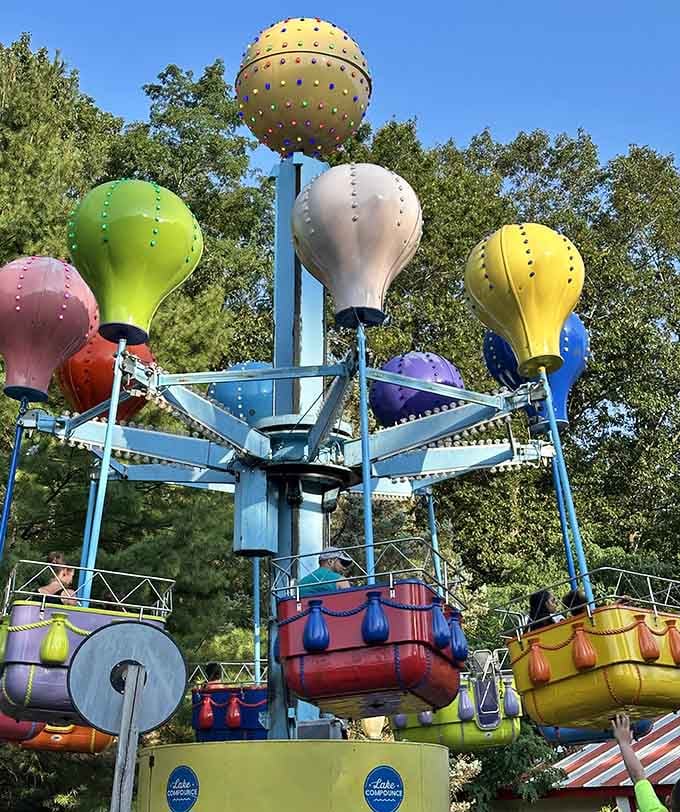 The hot air balloon ride lifts you gently skyward, perfect for those who want thrills without the whiplash.