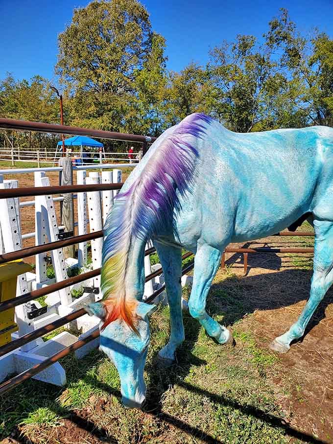 Someone clearly had fun at the barn&mdash;this rainbow-maned beauty is living its most colorful life.