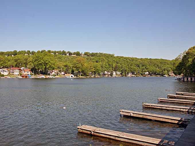 Empty docks waiting for summer's return, lined up like patient soldiers ready for the next adventure.