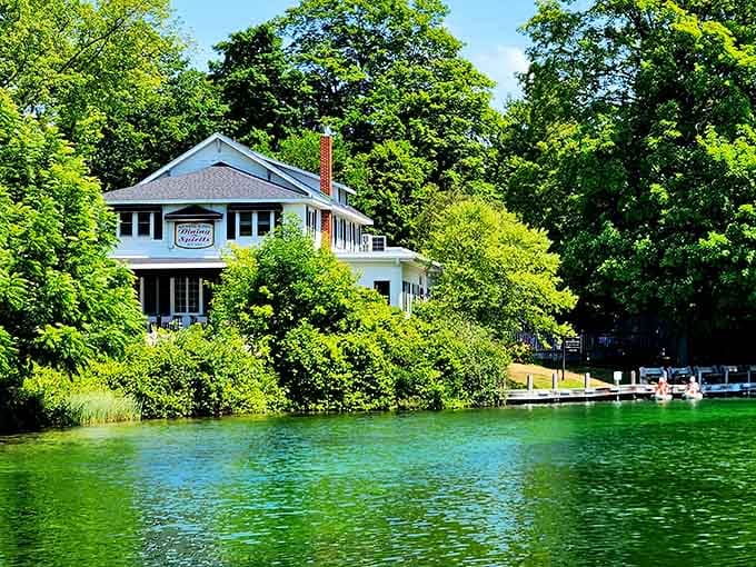 The Riverside Inn sits pretty on the Leland River, offering views that make you forget your email exists.