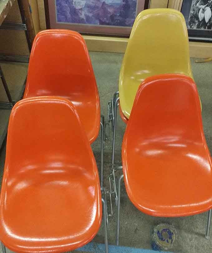 Retro chairs in colors that scream 1970s optimism, perfect for adding personality to any room that needs it.