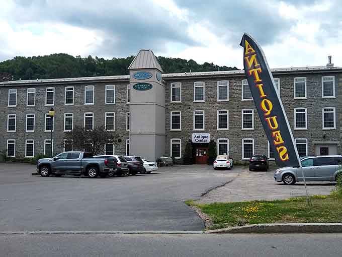 The Antique Center promises treasures inside, though honestly, the real treasure is the cheese you'll find down the street.