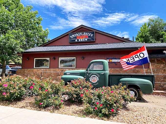 That vintage truck out front isn't just decoration, it's a promise of authentic barbecue goodness inside.