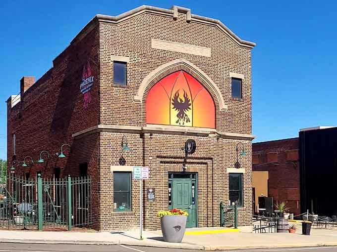 The Phoenix Brewing Company rises from its brick foundation, serving up craft beverages where history and hops collide perfectly.