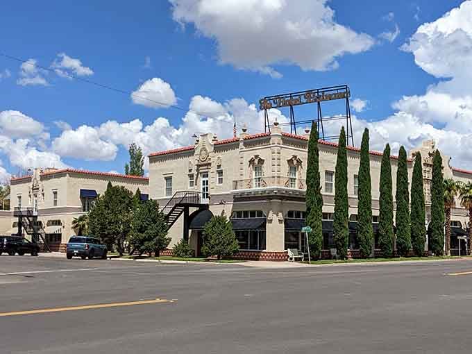 Hotel Paisano's grand facade welcomes travelers seeking both comfort and a taste of Old West elegance reimagined.