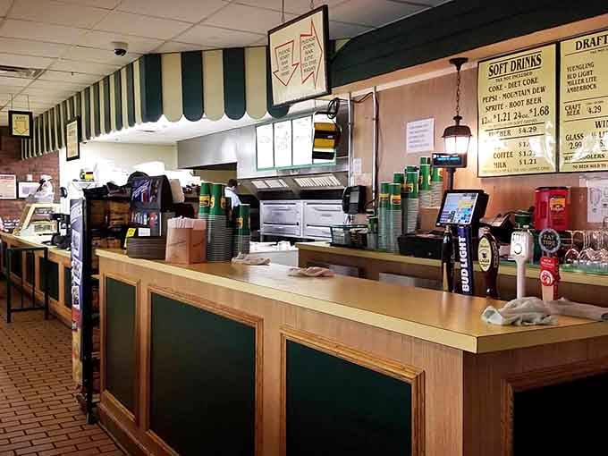 The counter area shows a no-nonsense approach to service: efficient, friendly, and focused on getting you fed quickly.