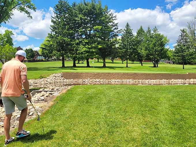 Lush fairways stretch under blue skies, offering affordable rounds without the country club attitude or fees.