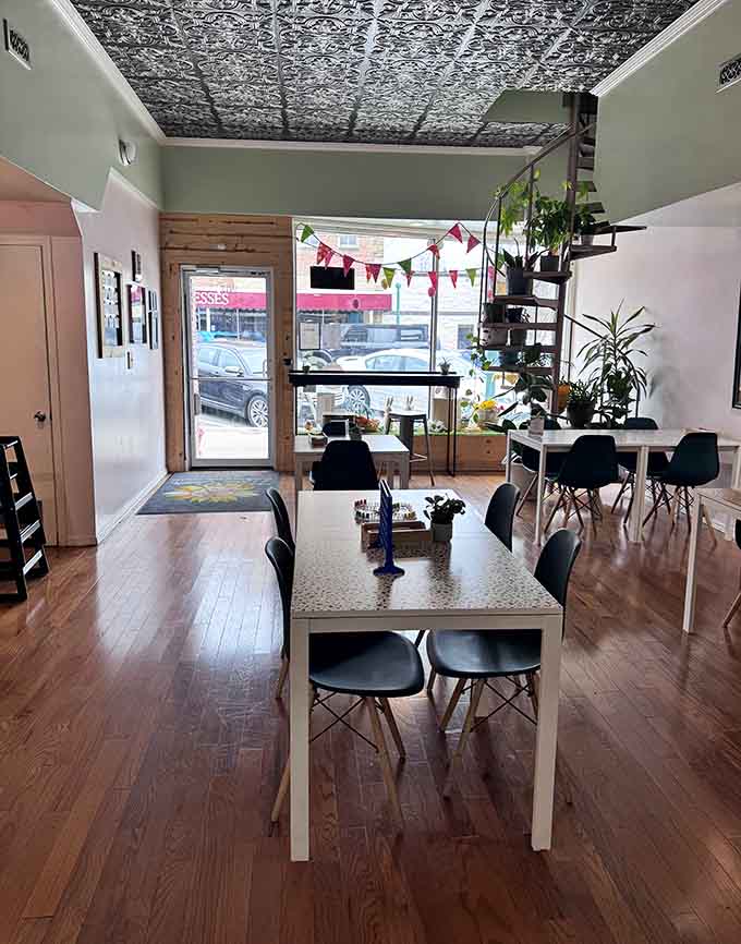 Colorful pennant banners and natural light create the perfect backdrop for guilt-free indulgence and genuine smiles.