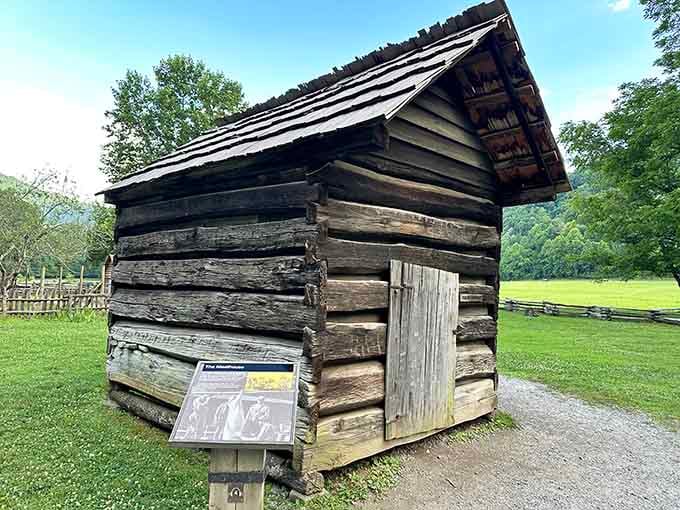 The tiny meathouse stored precious protein through winter, serving as the original deep freezer minus the electricity bill.