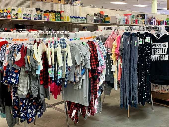 Clothing racks where fashion meets frugality, and nobody judges you for choosing affordability over designer labels.
