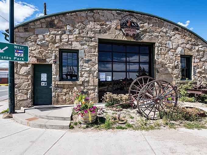 Stone walls and antique wagon wheels tell mining stories from when fortunes were made one pickaxe swing at a time.