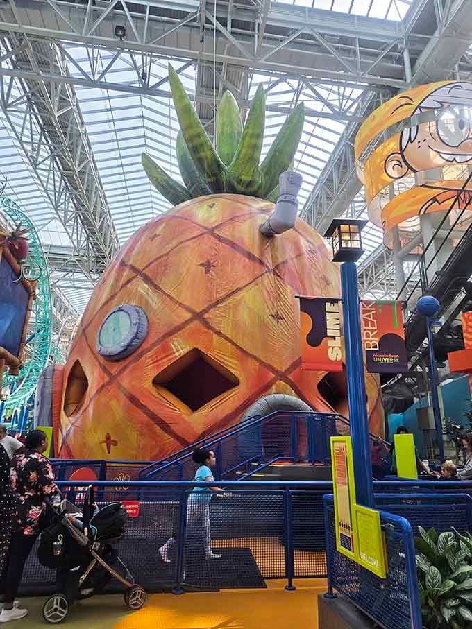 SpongeBob's pineapple house towers overhead, making you wonder if Bikini Bottom's real estate market is more reasonable than Minneapolis's.