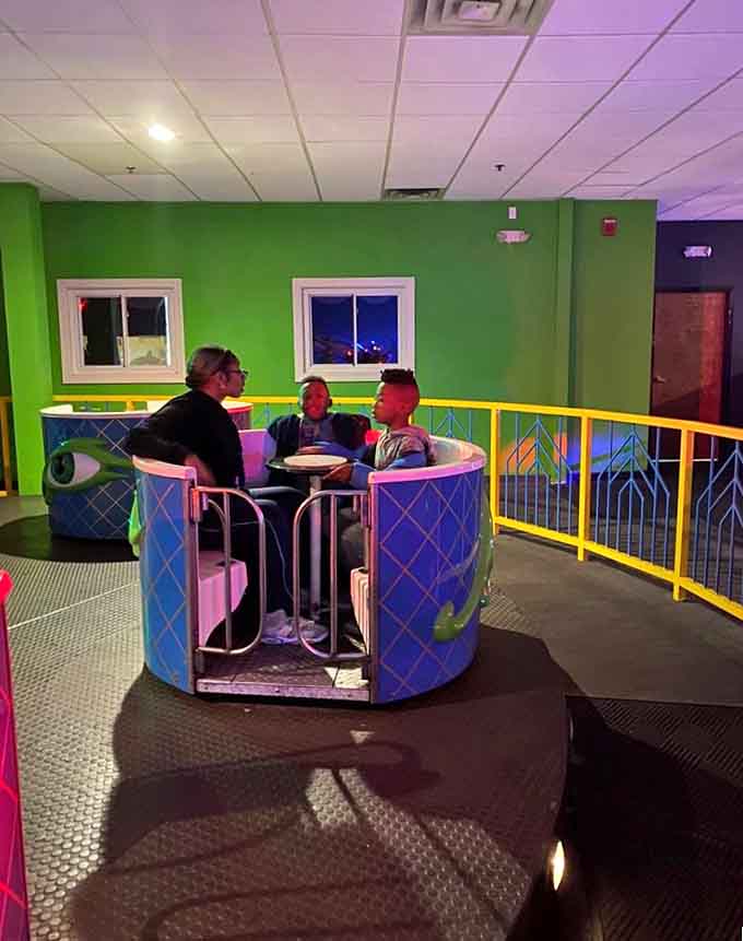 Spinning teacups offer dizzying delights, proving that sometimes the simplest rides create the biggest smiles.