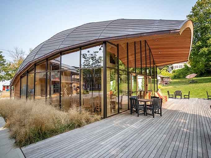 Modern architecture meets Berkshire landscape in a building that looks like it belongs in an design magazine's dream issue.