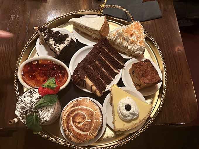The dessert platter looks like someone raided the best bakery in town and brought back pure sweet happiness.