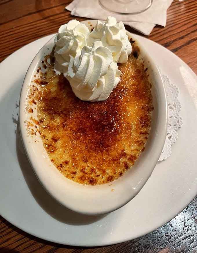 Cr&egrave;me br&ucirc;l&eacute;e with that satisfying caramelized top&mdash;crack it with your spoon and discover creamy heaven beneath.