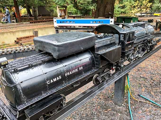 The "Camas Prairie RR" locomotive sits ready for action, its detailed construction evident in every rivet and panel.