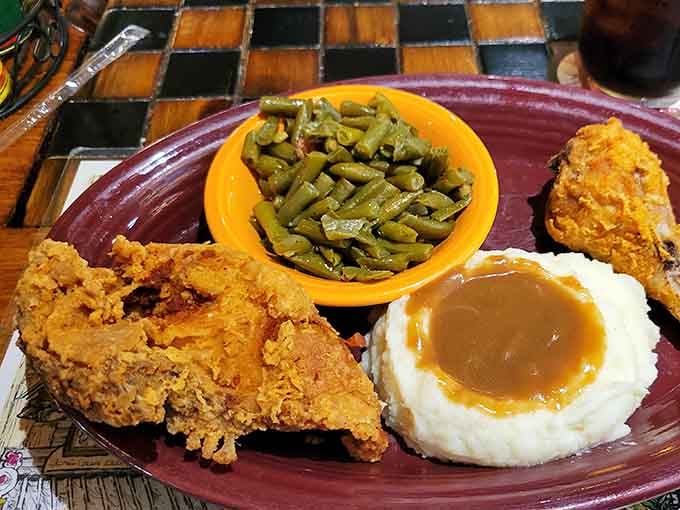 Fried chicken with all the fixings, proving that some Southern traditions simply cannot and should not be improved.