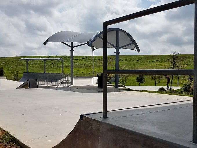 Skaters get their own dedicated space with ramps and rails for perfecting tricks under Texas skies.