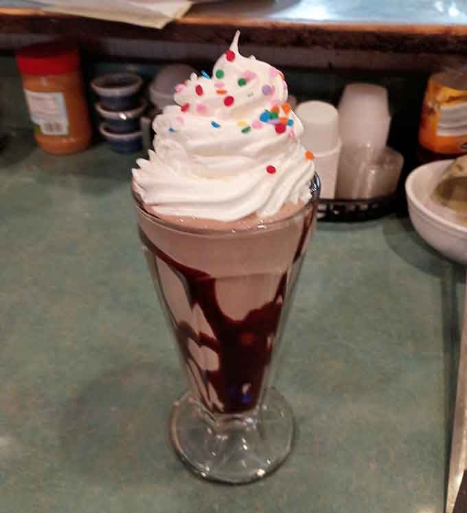 That milkshake is taller than some small children and twice as delightful, a retro treat done absolutely right.