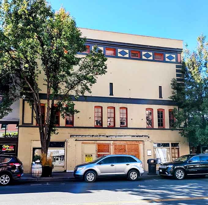 The Rivoli Theater's facade showcases Art Deco details that modern architecture forgot how to create entirely.