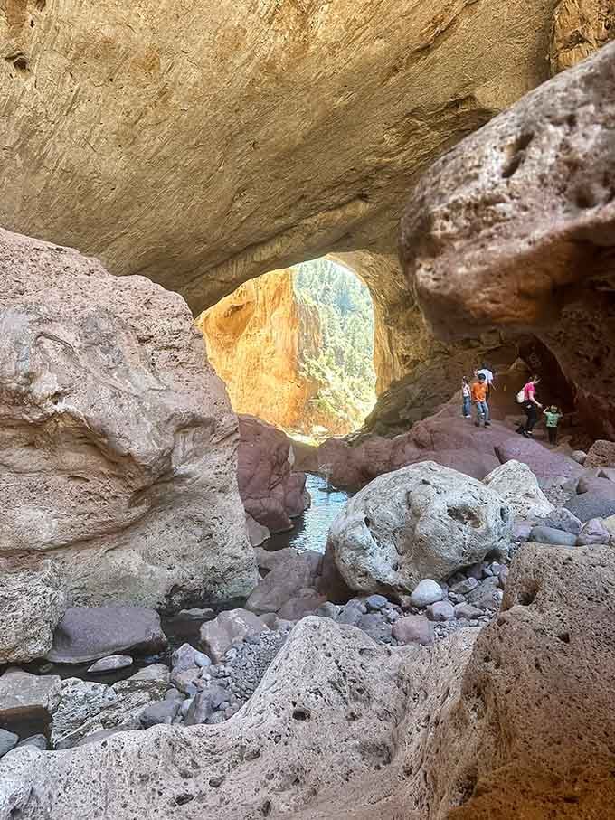 Young explorers navigate the rocky terrain, proving this adventure works for the whole family, complaints mostly optional.