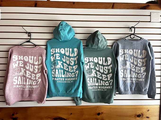 The answer to that hoodie question is always yes, especially when it commemorates your day as a lake-faring buccaneer.