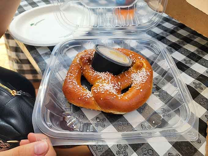 A soft pretzel so perfectly golden and salted, it could make a Bavarian grandmother weep with joy and approval.