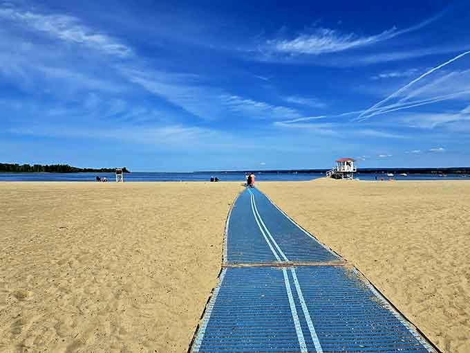 That accessibility pathway cutting across the sand means everyone gets to experience the beach, exactly as it should be.