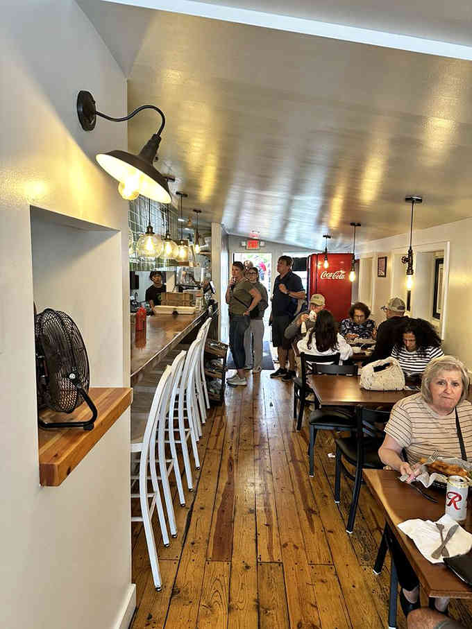 The narrow dining room fills up fast because word travels quickly when the food is this exceptional.