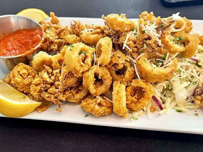 Crispy calamari rings that prove good things really do come in golden, crunchy circles.