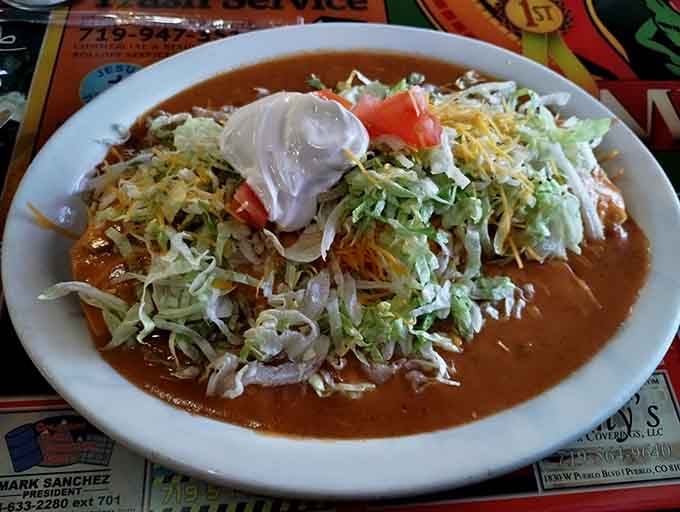 The Monster Burrito lives up to its name, requiring architectural planning just to figure out your first bite.