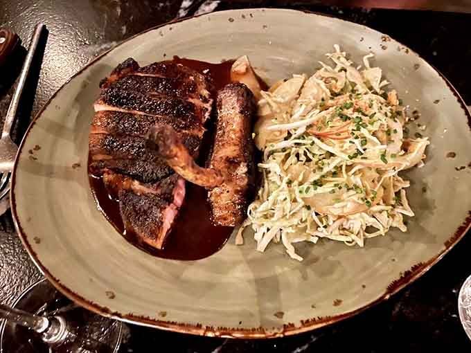 Sliced pork chop with slaw proves that sometimes the best partnerships happen on a single plate.
