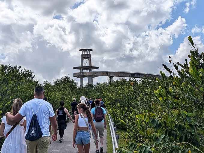 The universal language of "wow, look at that view" transcends age, bringing everyone together at 65 feet up.