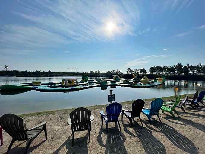 Those Adirondack chairs are perfect for spectators who prefer their entertainment with less splashing and more laughing.