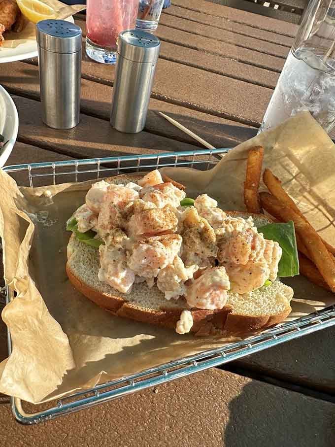 Generous seafood piled on a toasted roll, proving that simple preparations often deliver the most memorable flavor experiences.