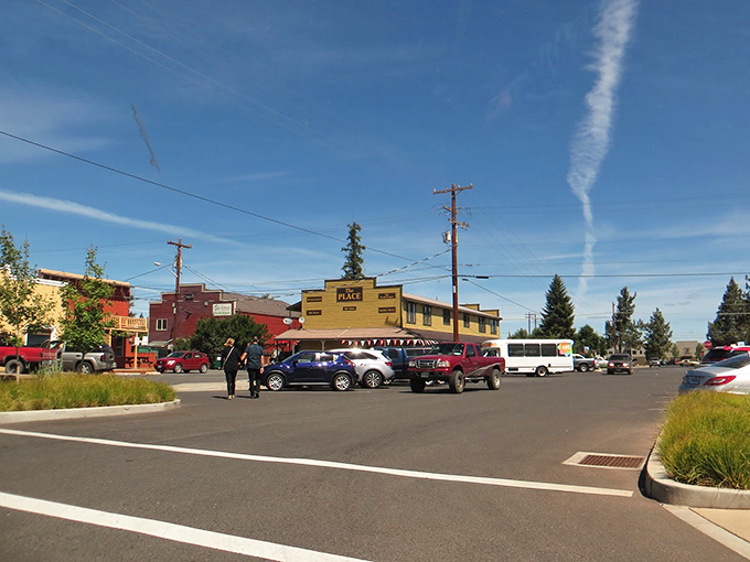 Downtown Sisters on a sunny day looks like someone photoshopped perfection into Central Oregon and forgot to hit undo.
