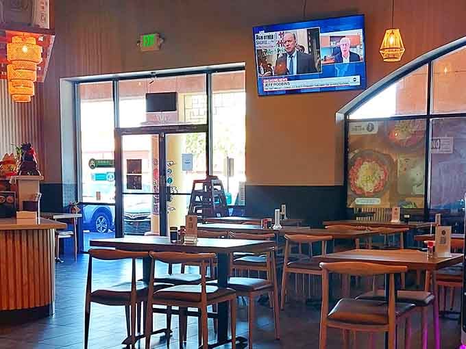 The view from inside looking out, where you contemplate whether you have room for another bowl of ramen.
