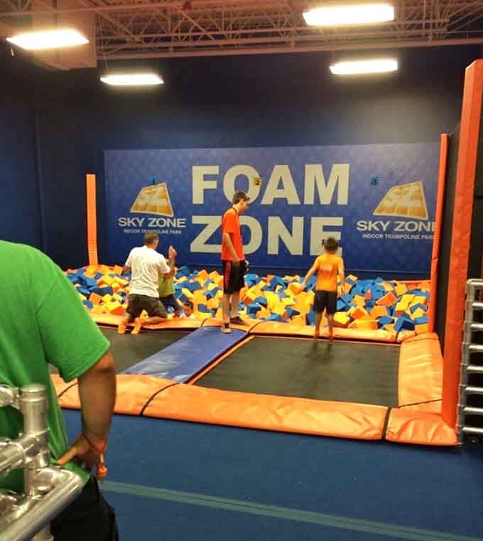 The foam pit: where backflip attempts go to either succeed gloriously or fail softly, no in-between.