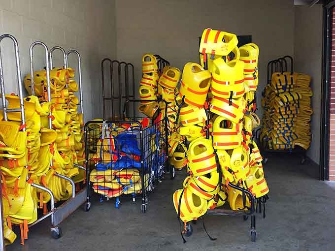 More life jackets than a Coast Guard station, because safety never takes a summer vacation here.