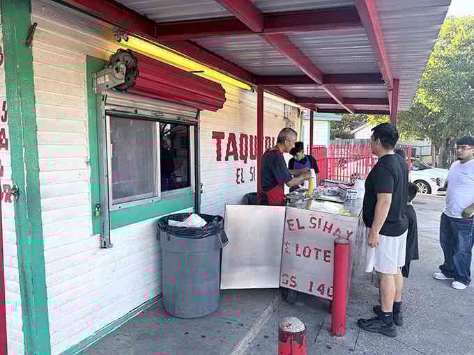 When the sun goes down, the crowds come out for their nightly taco fix at this beloved spot.