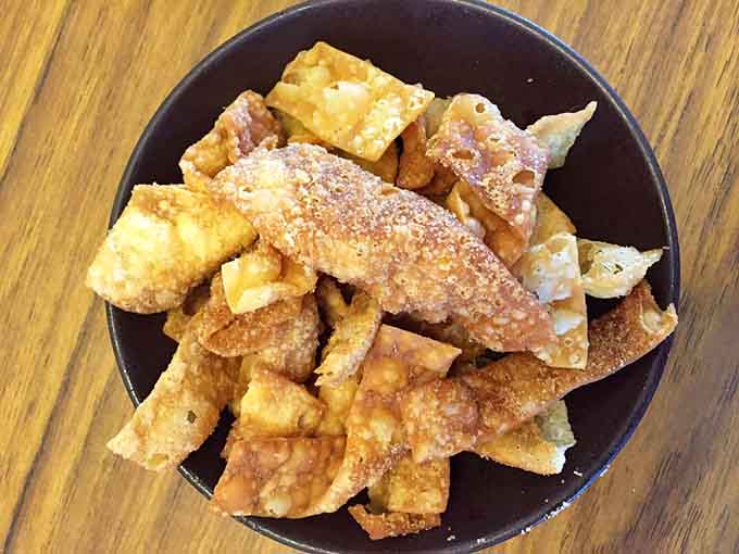 Cinnamon sugar chips that answer the age-old question: can dessert be an appetizer? Absolutely yes.